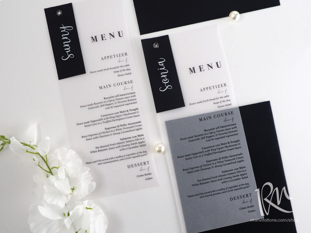 Opaque Menu with Name Tags | RMI | The Stationery Shop